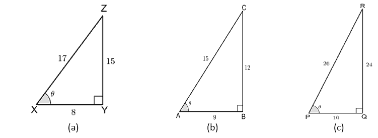 1 : For the given right-angled triangles, find the values of secant ...
