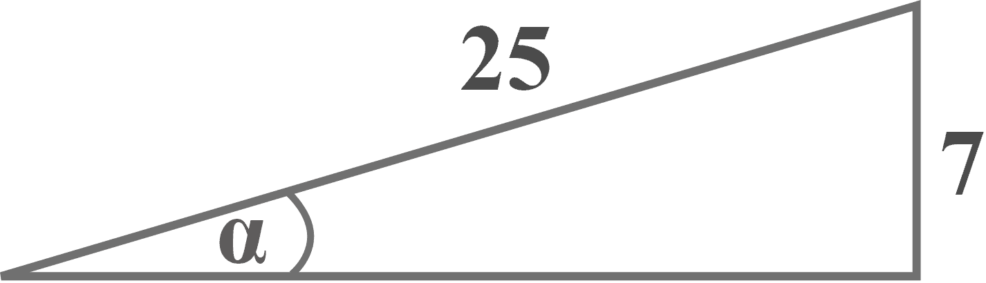 $\tan \alpha = \dfrac{24}{7}$