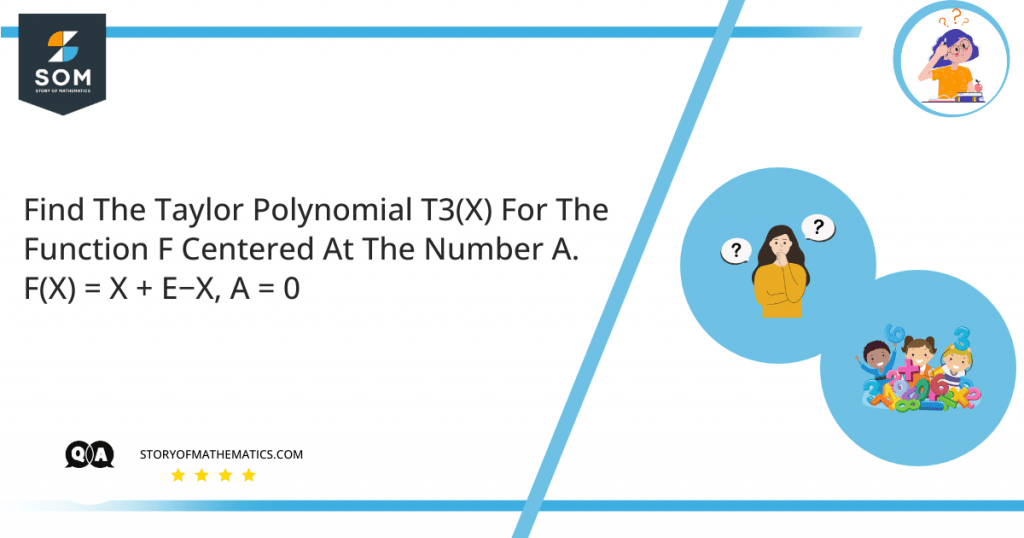 Find the Taylor polynomial T3(x) for the function f centered at the number a. f(x) = x + e^{−x ...